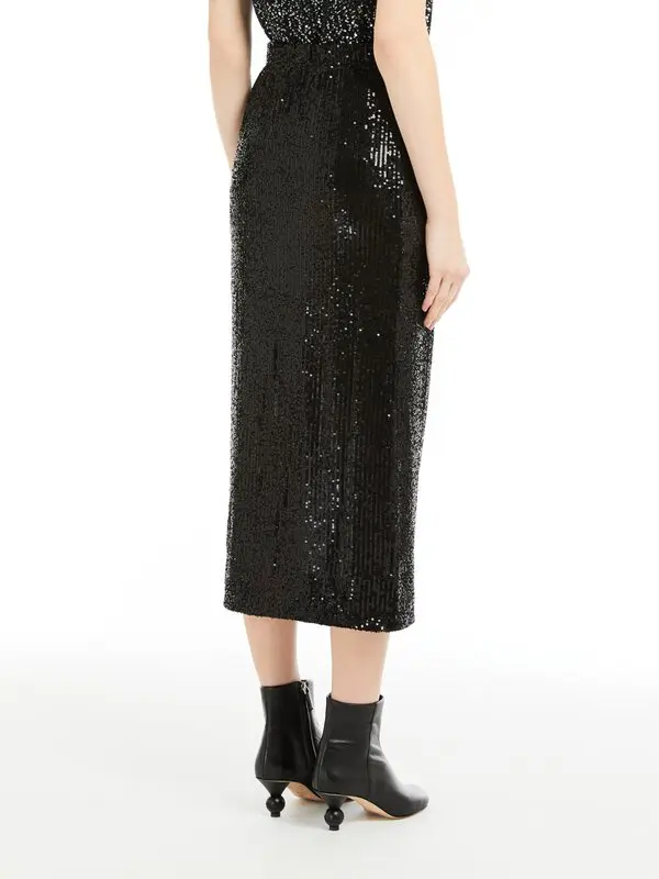 Max Mara Embroidered Sequin Midi Skirt