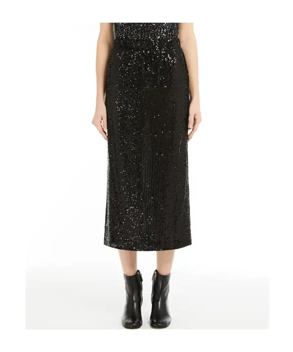 Max Mara Embroidered Sequin Midi Skirt
