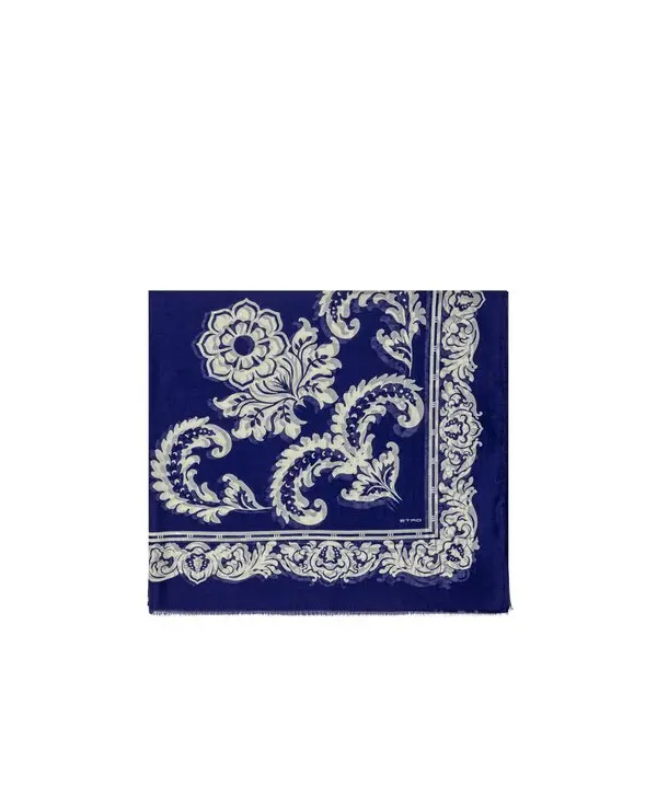 Etro Floral Printed Scarf - Blue