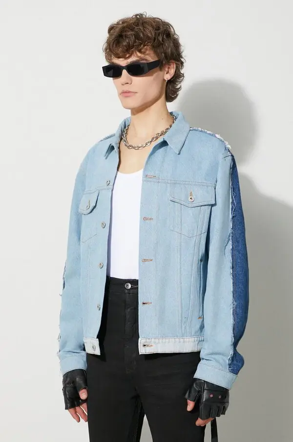 Heron Preston Patchwork Denim Jacket - Blue
