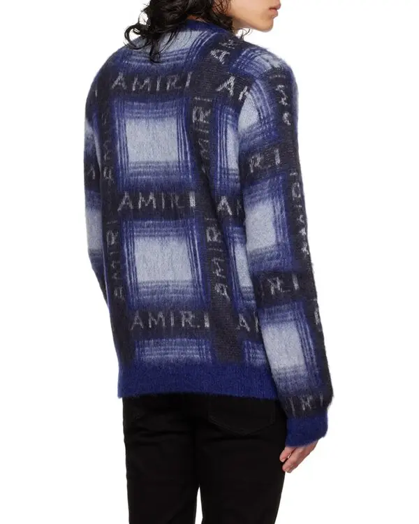 Amiri Logo Plaid Knit Jumper - Blue