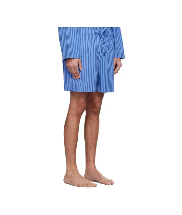 TEKLA Striped Drawstring Pajama Shorts - Blue