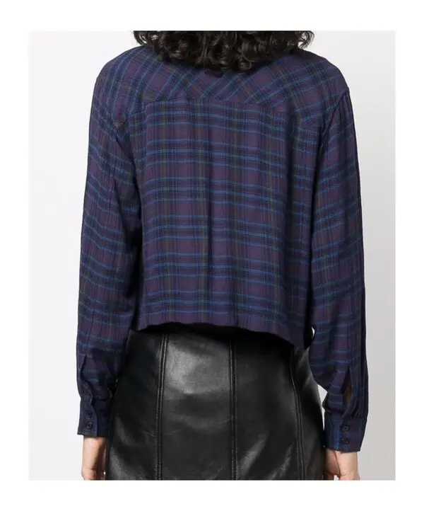 DIESEL® Cropped Plaid Long Sleeve Shirt