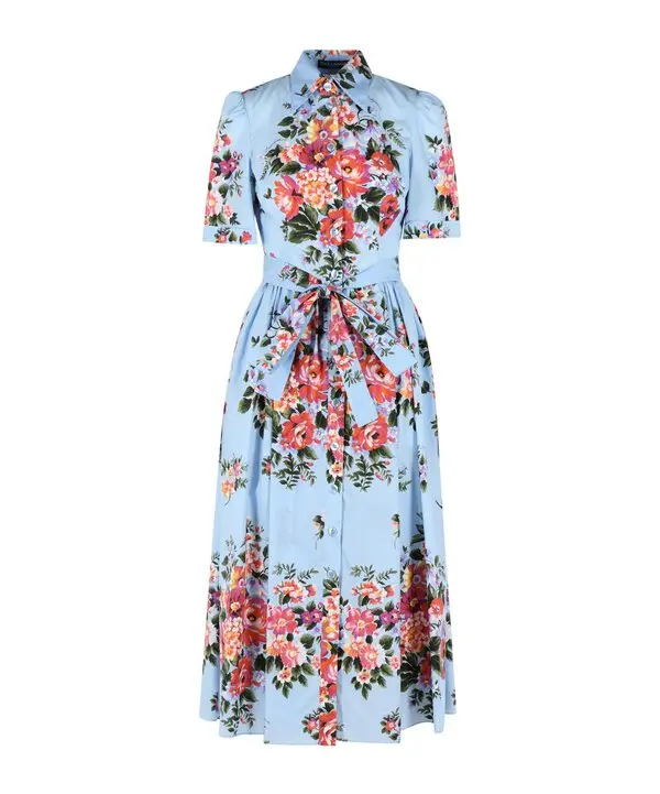 Dolce & Gabbana Floral Printed Midi Dress - Blue