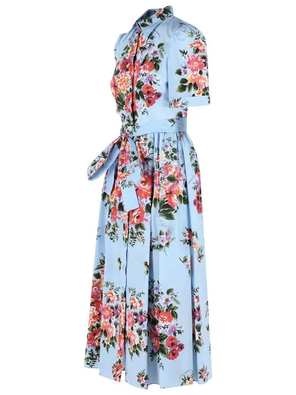 Dolce & Gabbana Floral Printed Midi Dress - Blue