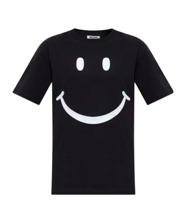 Moschino Smiley Face Print Crewneck T-shirt - Black