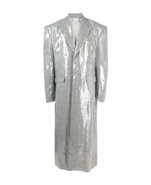 Vetements Sequined Lapel Coat - Gray
