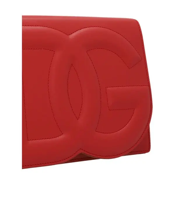 Dolce & Gabbana Logo Embossed Foldover Top Crossbody Bag - Red