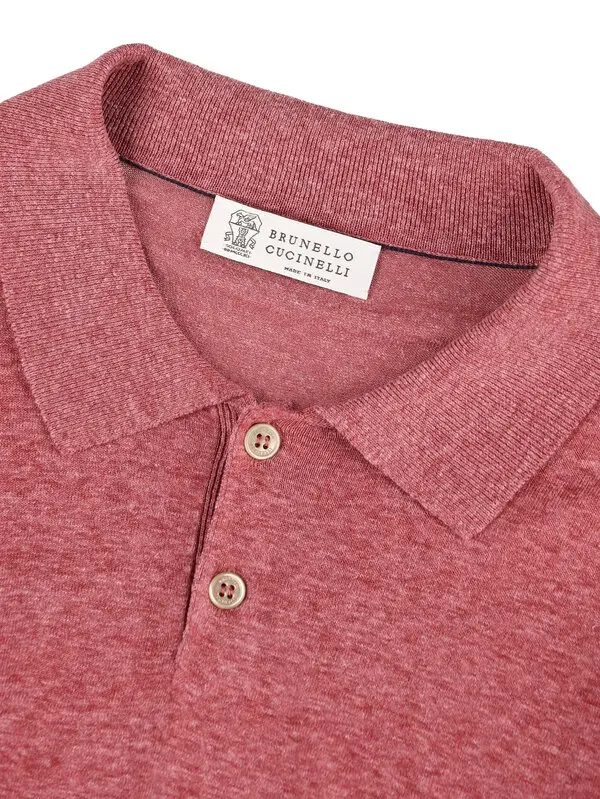 Brunello Cucinelli Short-sleeve Polo Knitted Top - Pink