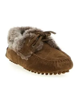 Brunello Cucinelli Suede Driving Loafers With Fur Trim