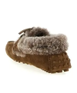 Brunello Cucinelli Suede Driving Loafers With Fur Trim