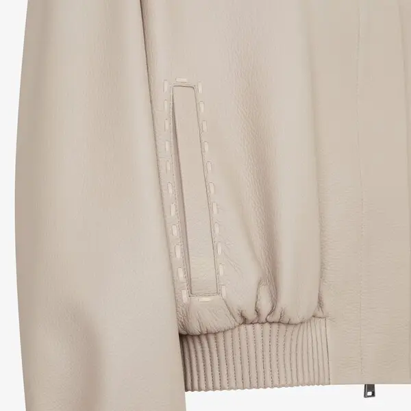 Fendi Oversized Collared Bomber Jacket In Grained Leather