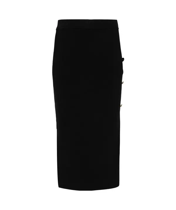 Versace Decorative-button Knitted Midi Skirt - Black