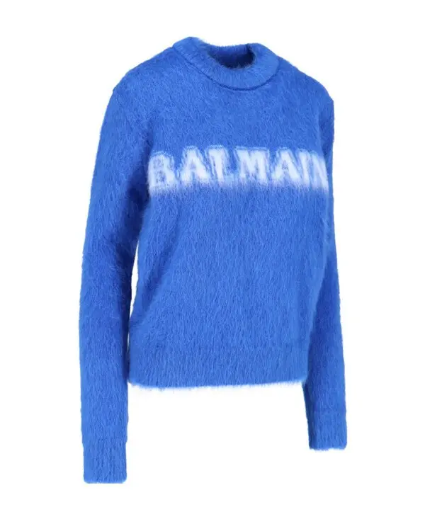 Balmain Logo Jacquard Crewneck Knitted Jumper