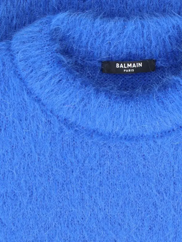 Balmain Logo Jacquard Crewneck Knitted Jumper