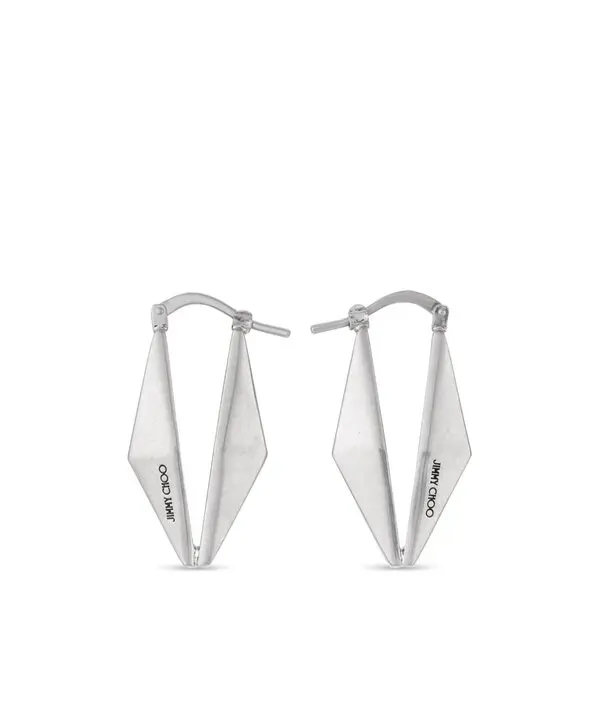 JIMMY CHOO Diamond Logo Engraved Hoop Earrings - Silver