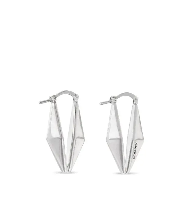 JIMMY CHOO Diamond Logo Engraved Hoop Earrings - Silver