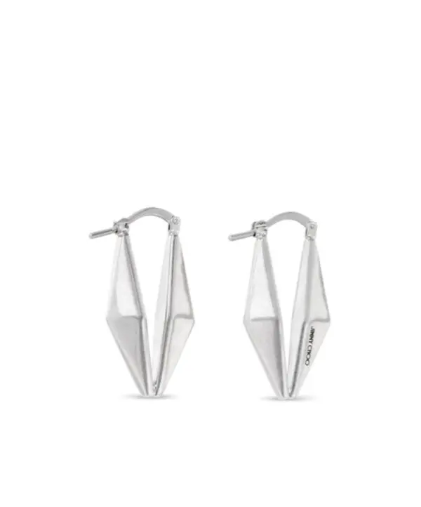 JIMMY CHOO Diamond Logo Engraved Hoop Earrings - Silver