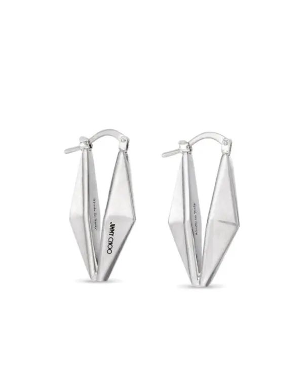 JIMMY CHOO Diamond Logo Engraved Hoop Earrings - Silver
