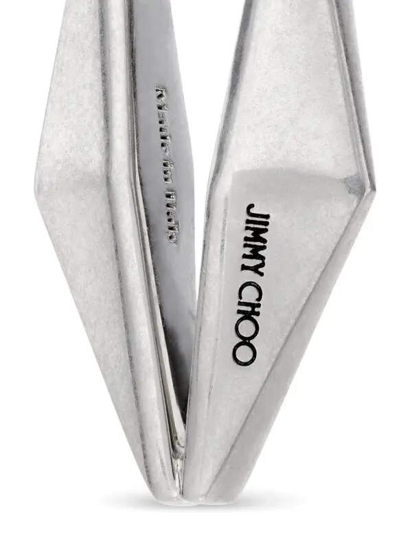 JIMMY CHOO Diamond Logo Engraved Hoop Earrings - Silver