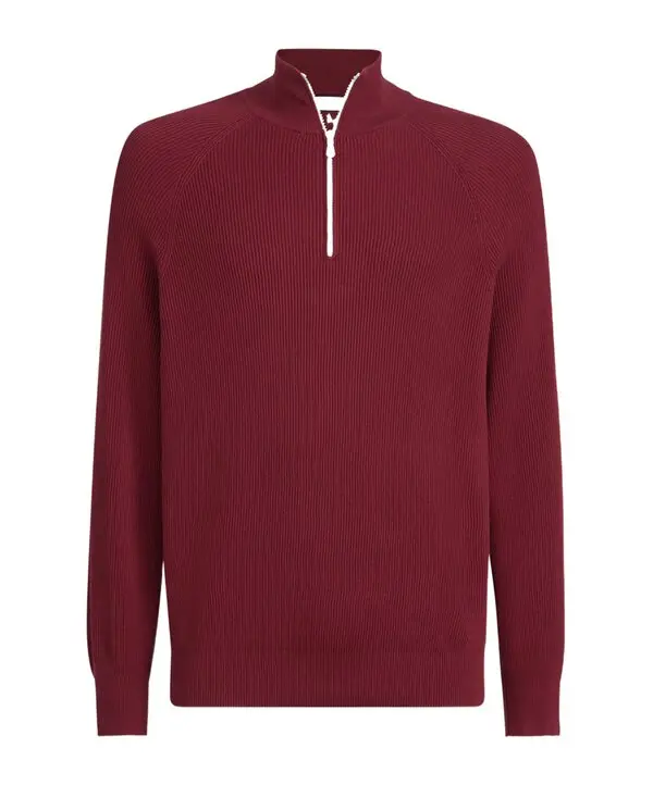 Brunello Cucinelli Ribbed Half-zip Jumper - Red