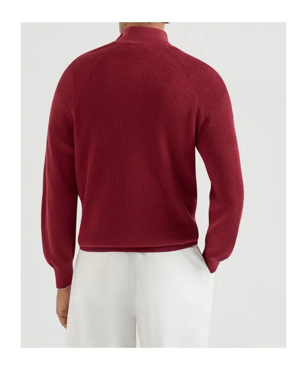 Brunello Cucinelli Ribbed Half-zip Jumper - Red