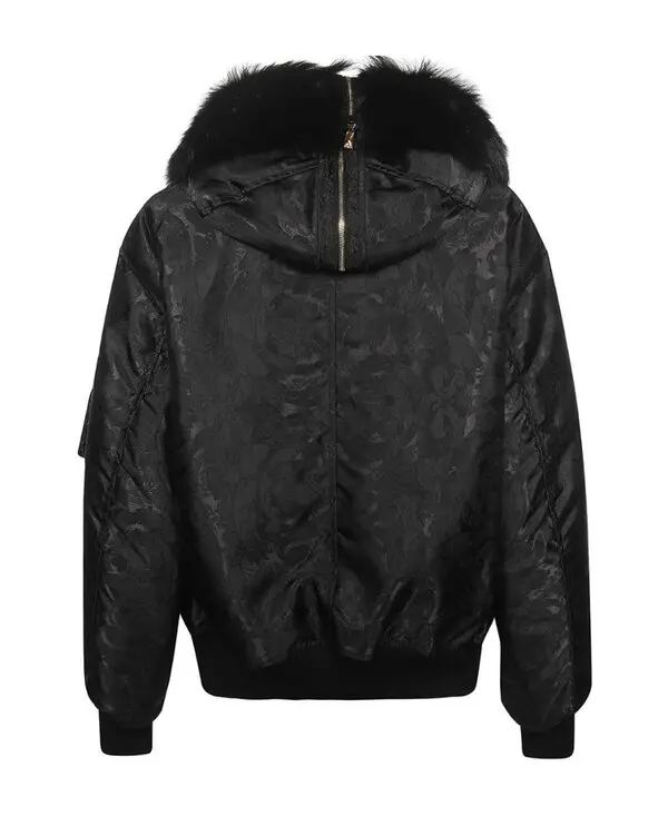 Versace Hooded Bomber Jacket With Drawstring And Zip-up