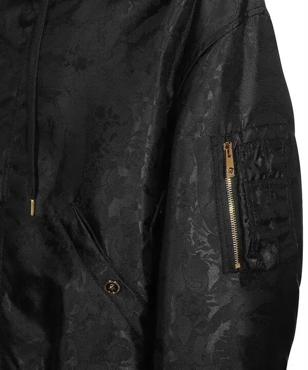 Versace Hooded Bomber Jacket With Drawstring And Zip-up