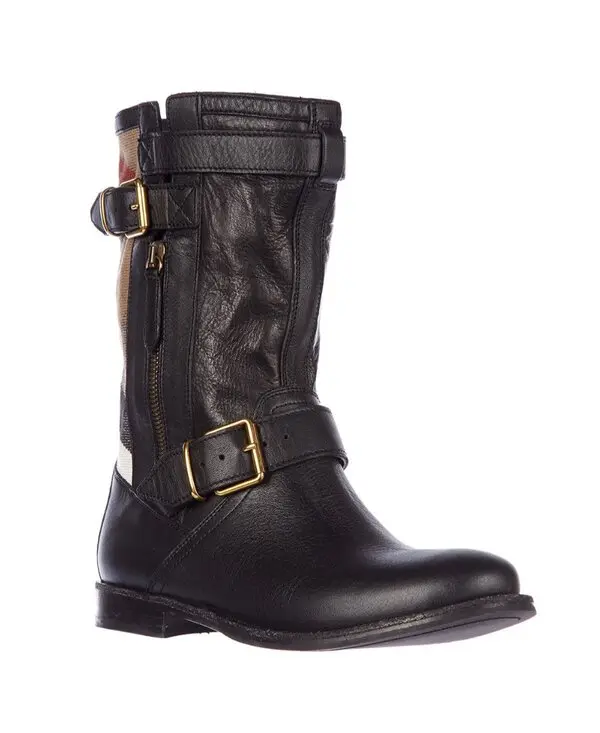 Burberry Plaid Canvas Short Boots