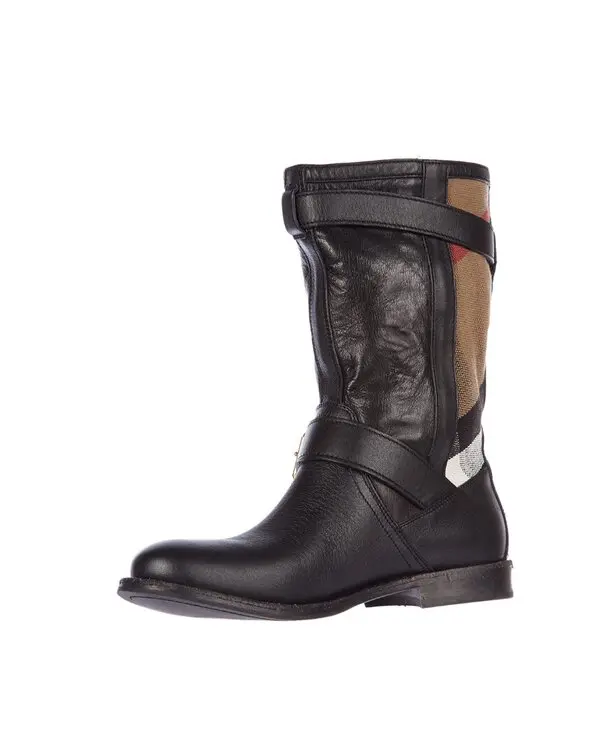 Burberry Plaid Canvas Short Boots