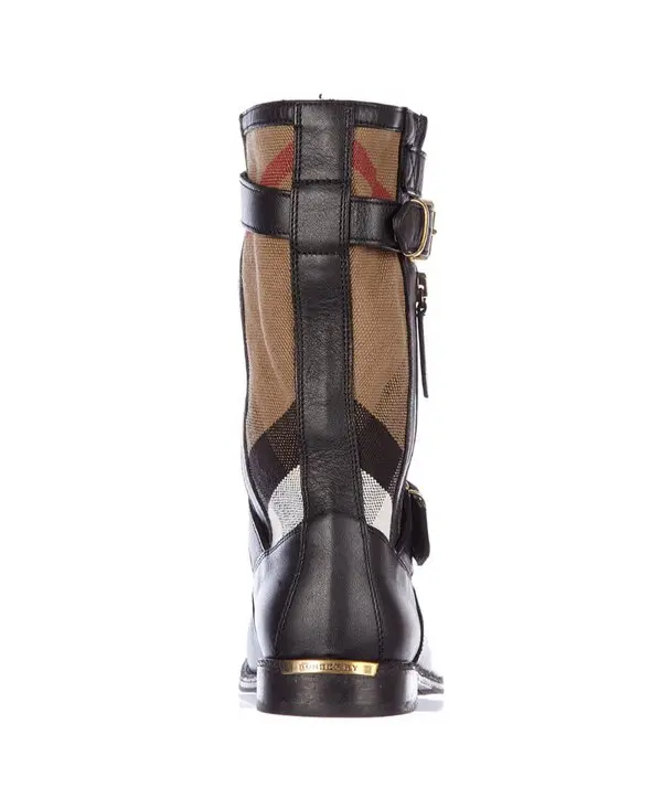 Burberry Plaid Canvas Short Boots