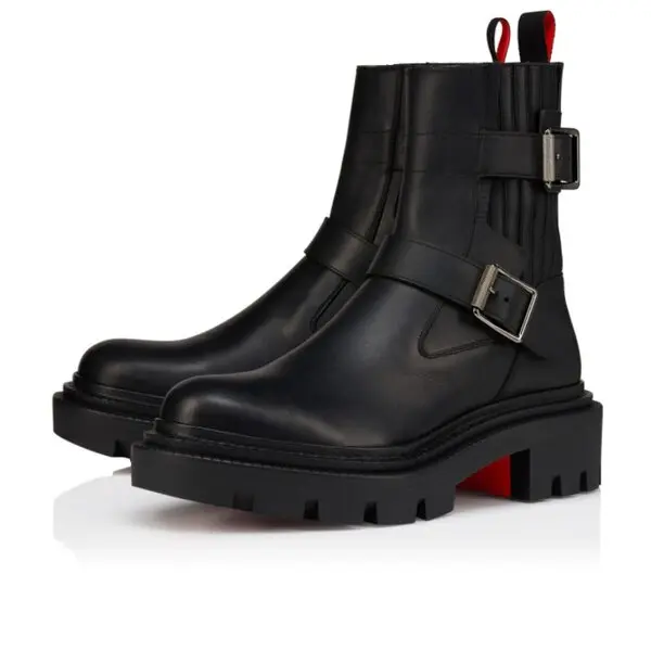 CHRISTIAN LOUBOUTIN Buckle-embellished Leather Ankle Boots