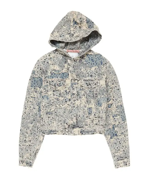 Acne Studios Hooded Distressed Denim Jacket