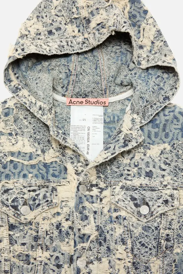 Acne Studios Hooded Distressed Denim Jacket