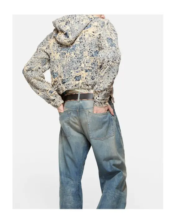 Acne Studios Hooded Distressed Denim Jacket