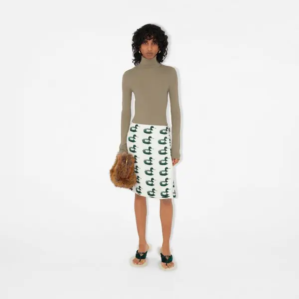 Burberry Ribbed Roll-neck Jumper With Logo Patch - Brown