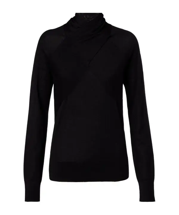 TOTEME High-neck Knitted Jumper With Side Slits - Black