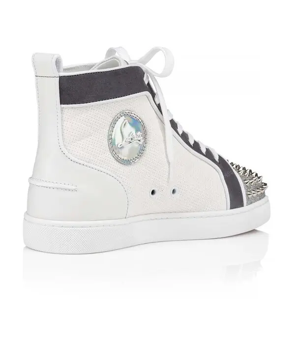CHRISTIAN LOUBOUTIN Lou Spikes High-top Leather Sneakers - White