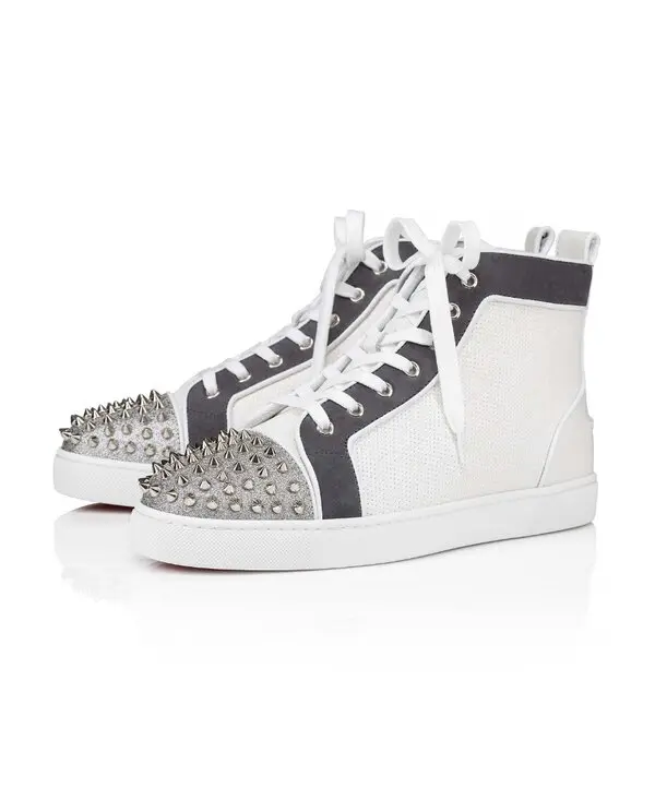 CHRISTIAN LOUBOUTIN Lou Spikes High-top Leather Sneakers - White