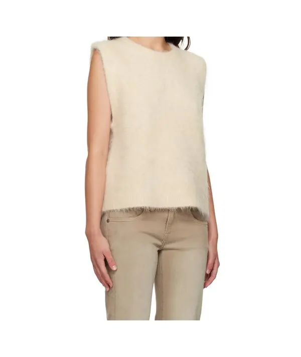 R13 Brushed Stretch-knit Deep Armhole Vest - Beige