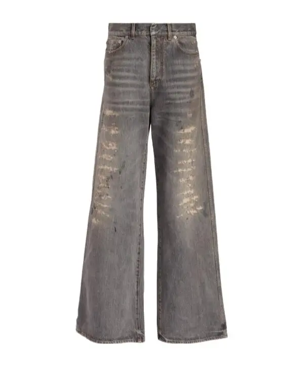 Dior Flared Jeans With Distressed Details - Gray