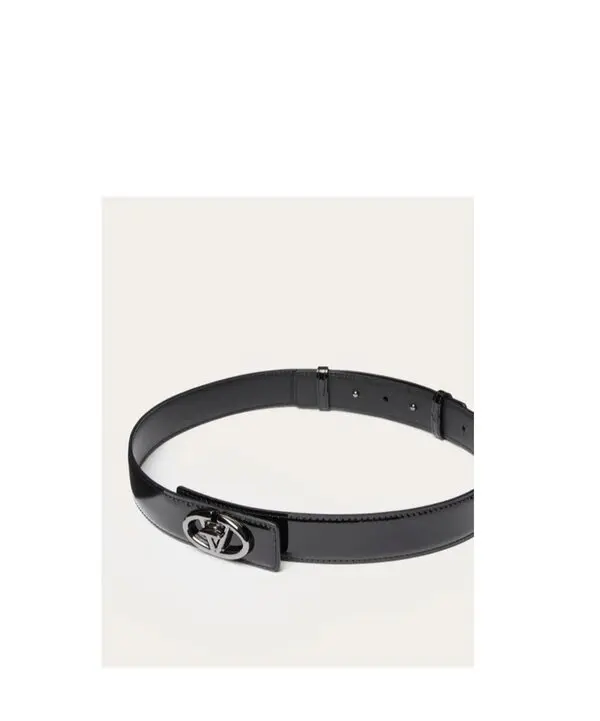 Valentino Garavani Leather Belt With Vlogo Twist Button