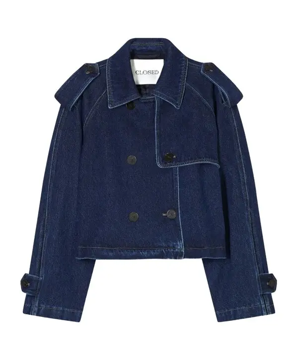 Closed Denim Cropped Jacket With Button Cuffs And Long Sleeves
