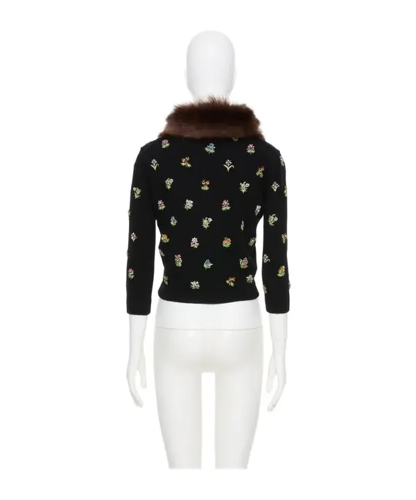 Valentino Garavani Floral Embellished Button-up Cardigan With Removable Tuscan Sheepskin Collar