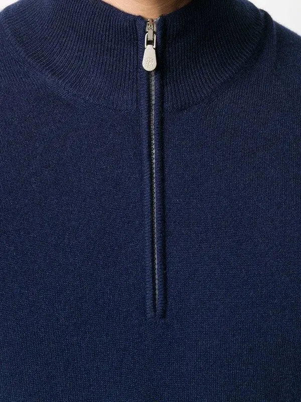 Brunello Cucinelli High-collar Half-zip Sweater - Black