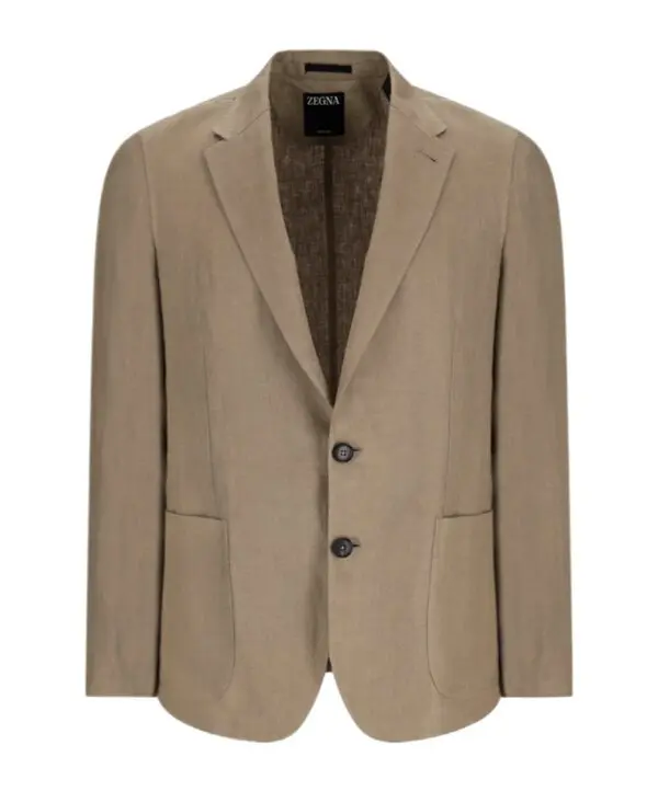 Zegna Single-breasted Linen Jacket - Brown