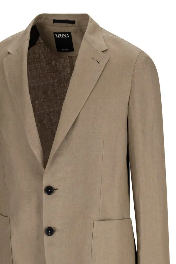 Zegna Single-breasted Linen Jacket - Brown