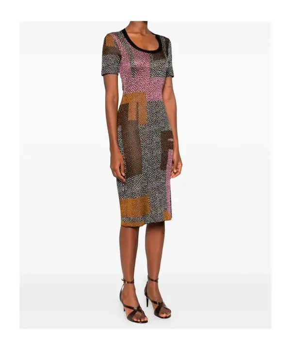 Fendi Geometric Print Midi Dress