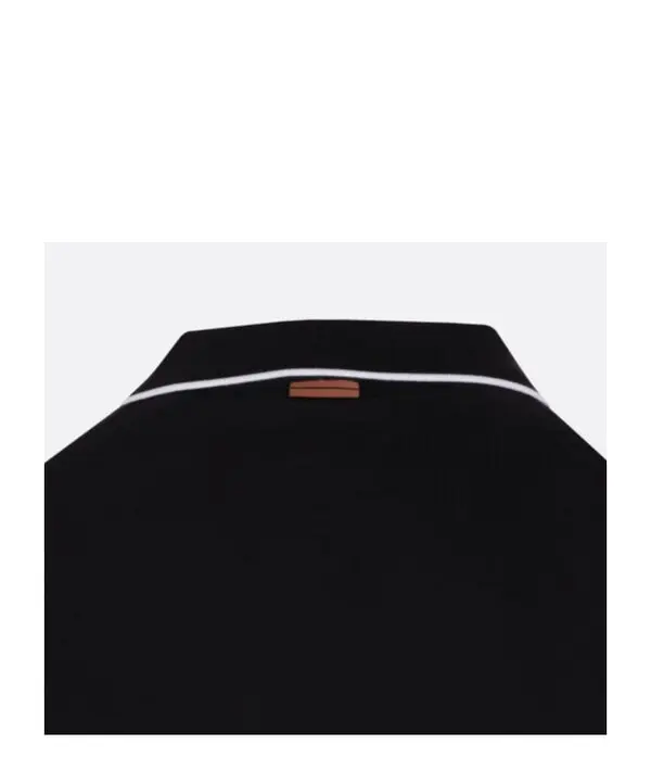 Zegna Logo Embroidered Polo Shirt - Black