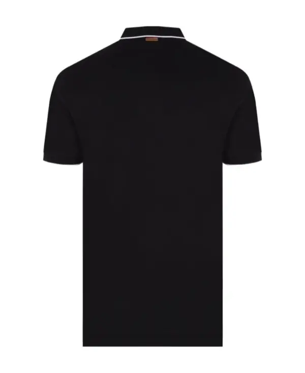 Zegna Logo Embroidered Polo Shirt - Black